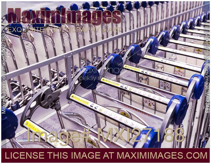 Photo of Baggage carts at an airport | Stock Image MXI27188