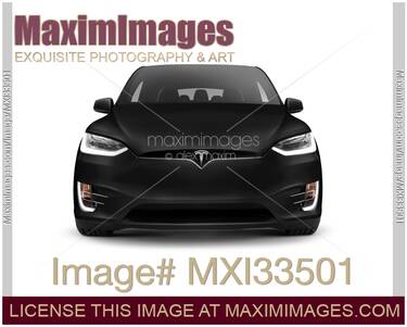 Photo of Black Tesla X luxury SUV electric car front view isolated on ...
