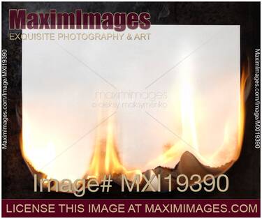 Photo of Burning Sheet of White Paper | Stock Image MXI19390
