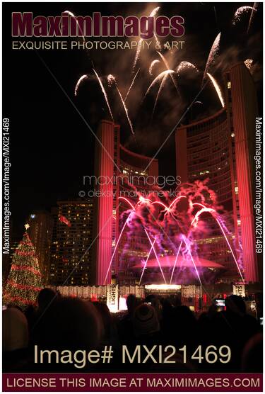 Photo of Cavalcade of Lights Fireworks at Toronto City Hall | Stock ...