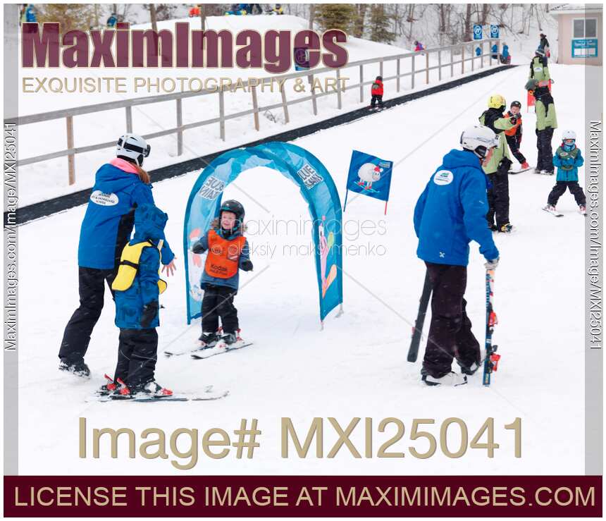 Photo of Children learning to ski at Blue Mountain Canada | Stock Image ...