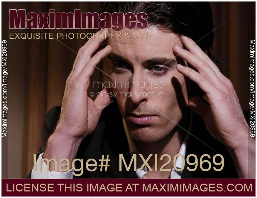 Photo of Closeup Portrait of a Stressed Young Man | Stock Image MXI20969