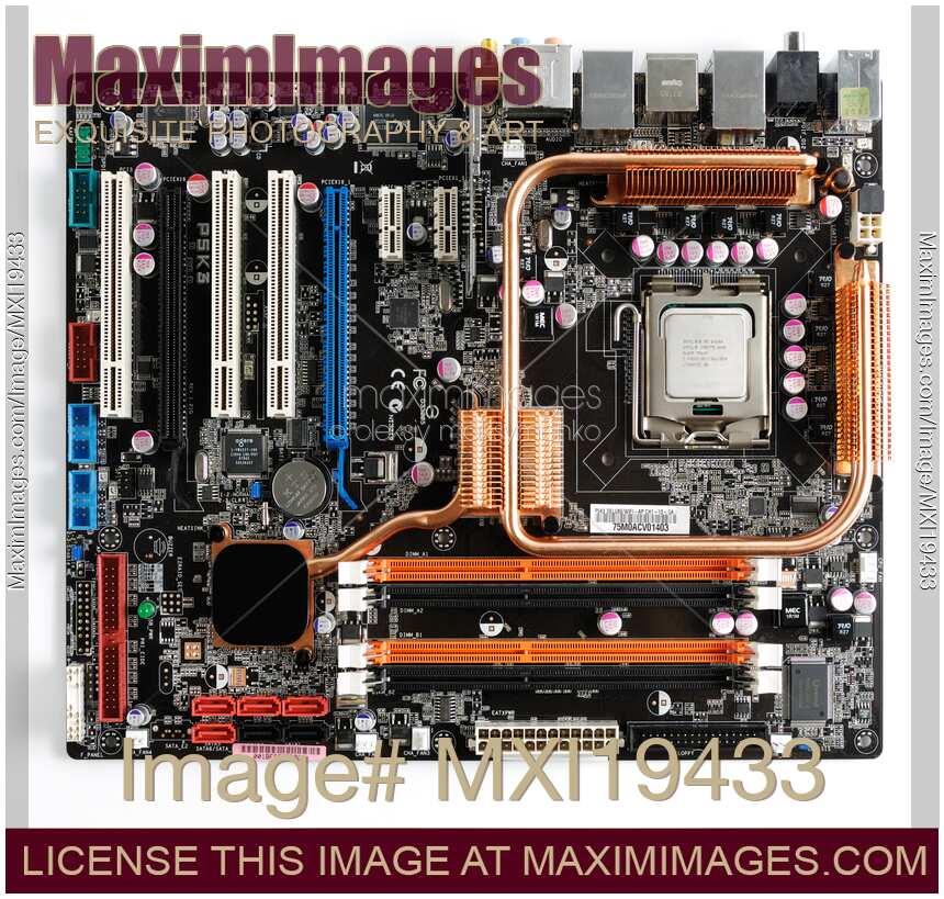 Photo of Computer Motherboard with Intel CPU | Stock Image MXI19433