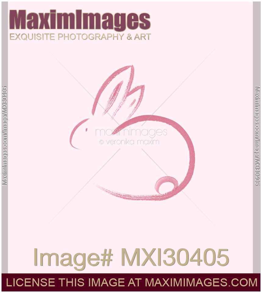 Image of Cute pink bunny art design illustration | Stock Image MXI30405