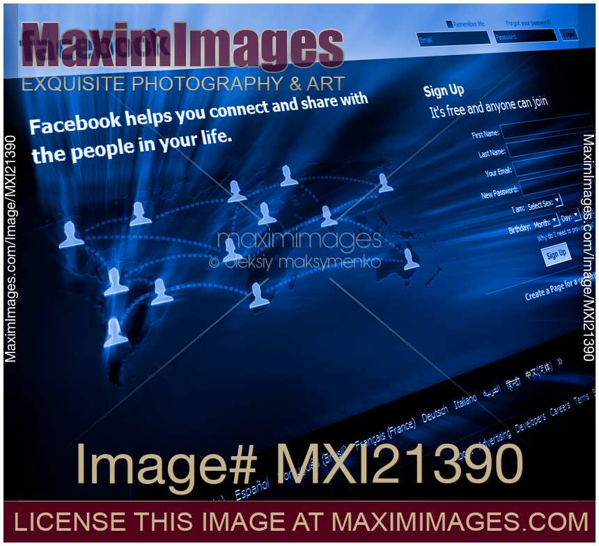 Photo of Facebook front page logo on a computer screen | Stock Image ...