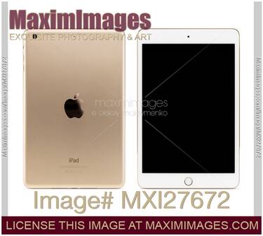 Photo of Gold Apple iPad Mini 3 tablet front and back view | Stock ...