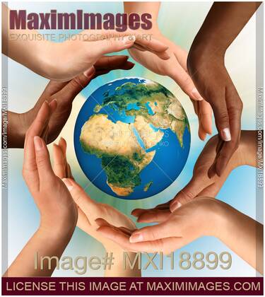 Photo of Multiracial Hands Surrounding the Earth Globe | Stock Image ...