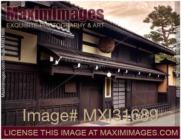 Photo of Sake brewery in Takayama old town with Sugidama cedar ball ...