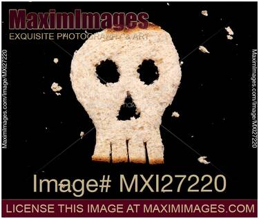 Photo of Skull made of bread on black | Stock Image MXI27220
