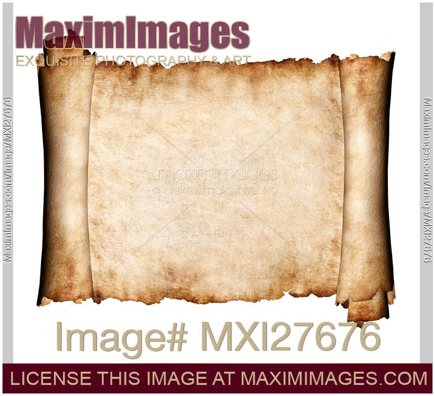 Unfolded Piece Of Parchment Antique Paper Background Stock