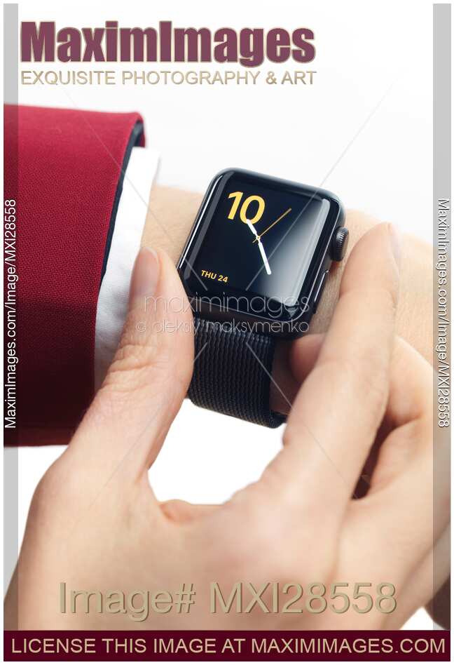 Photo of Woman hand wearing suit and Apple Watch | Stock Image MXI28558