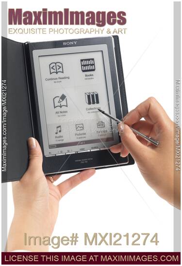 Photo of Woman Using Sony Reader | Stock Image MXI21274