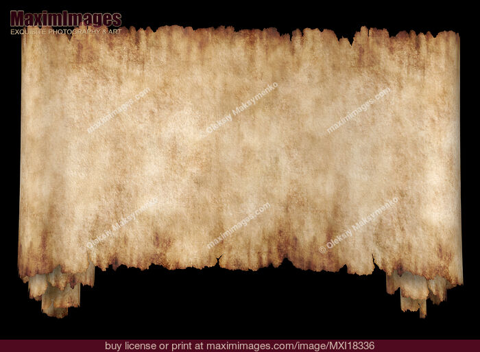 Manuscript horizontal roll of parchment. Stock Photo MXI18336