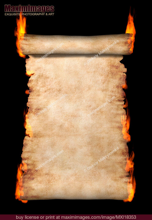 Burning Roll Of Parchment. Stock Photo MXI18353