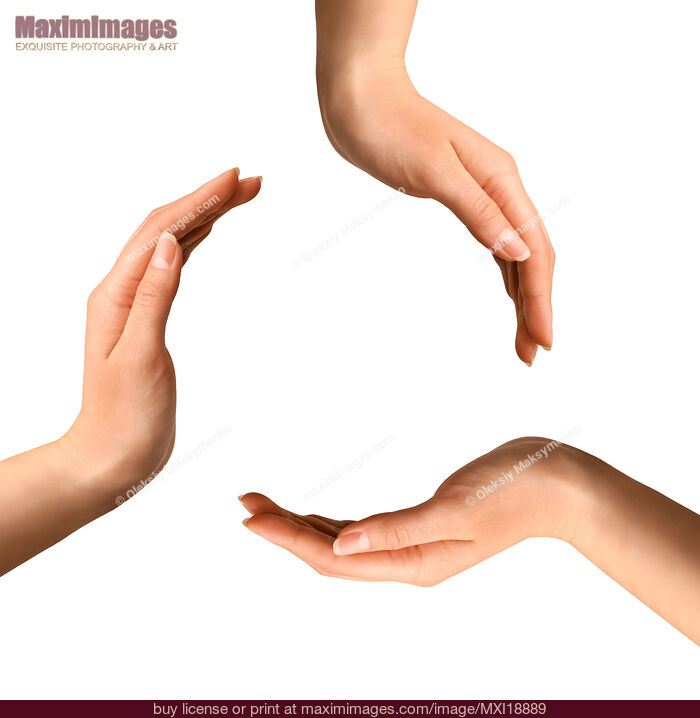 Recycling symbol made by hands. Stock Photo MXI18889