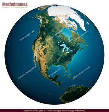 Earth Globe map of North America. Stock Image MXI19005