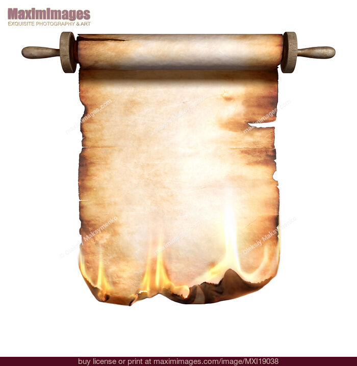 Burning Roll of Parchment Conceptual Background. Stock Image MXI19038