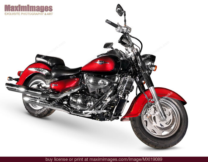 Red cruiser motorcycle. Stock Photo MXI19089