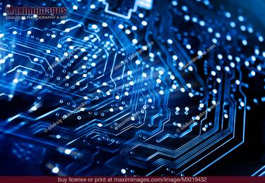 Circuit Board Artistic Electronics Background. Stock Photo MXI19432