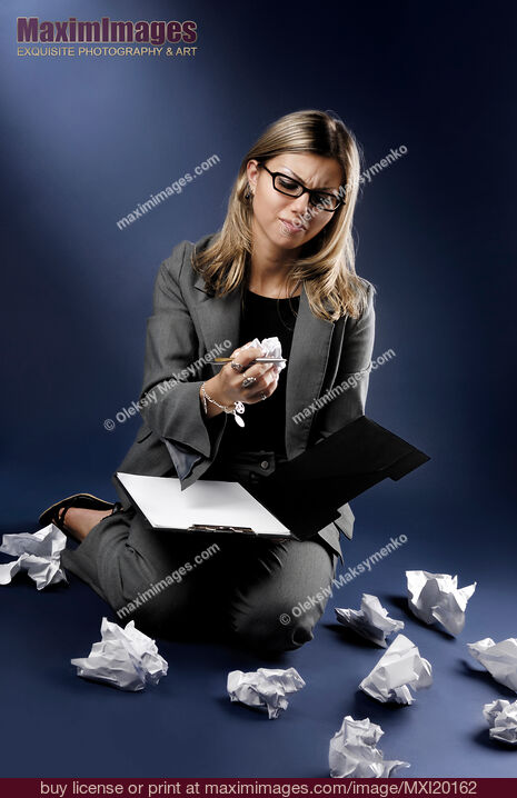 Businesswoman Throwing Crumpled Paper in Outbreak of Anger. Stock Photo ...