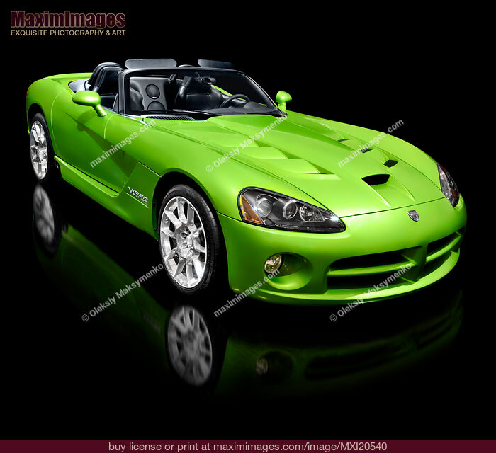 Green 2008 Dodge Viper SRT10 Roadster sports car. Stock Photo MXI20540