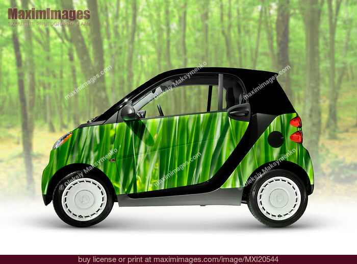 Green Smart Fortwo Mini Car in the nature. Stock Photo MXI20544