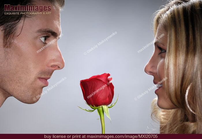 Romantic young couple faces. Stock Photo MXI20705