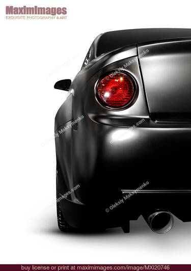 Shiny black car rear view. Stock Photo MXI20746