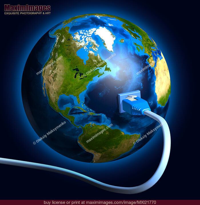 Network Cable Plugged into the Earth. Stock Image MXI21770