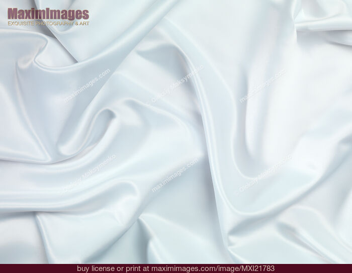 Shiny White Silky Fabric. Stock Photo MXI21783