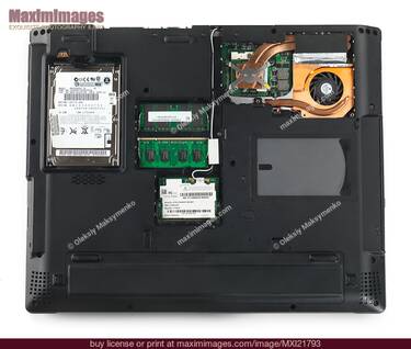 Laptop Computer with Back Panels removed. Stock Photo MXI21793
