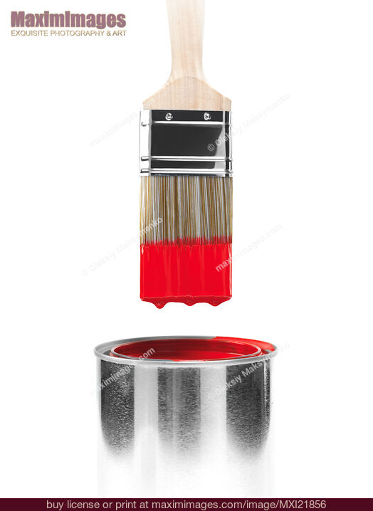 Brush Dipped in Red Paint. Stock Photo MXI21856