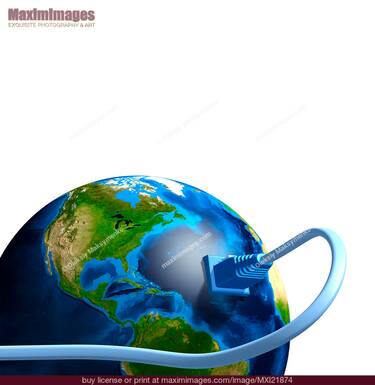 Network Cable Plugged into the Earth. Stock Image MXI21874