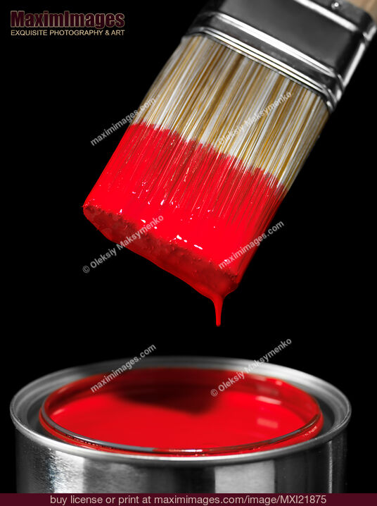 Brush Dipped in Red Paint. Stock Photo MXI21875