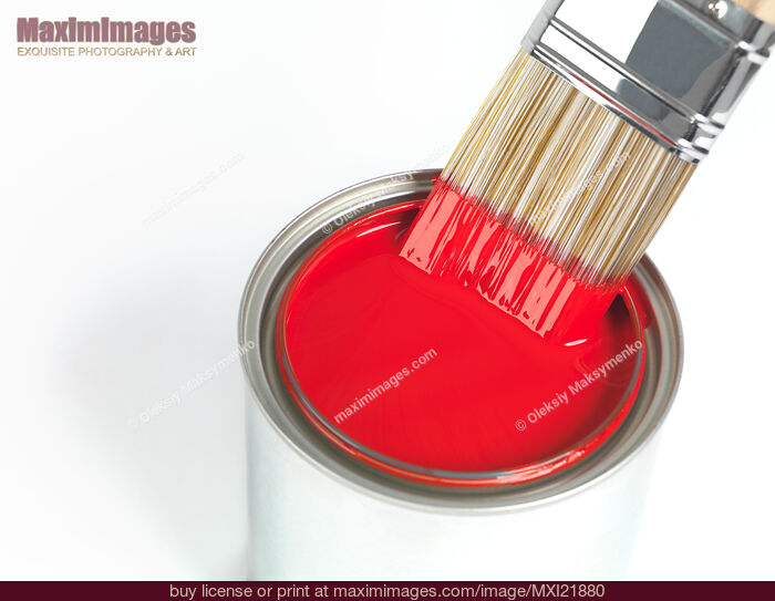 Brush Dipped in Red Paint. Stock Photo MXI21880