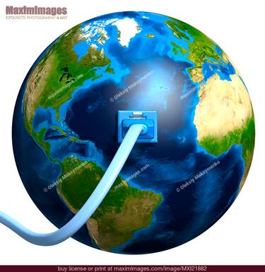 Network Cable Plugged into the Earth Internet socket. Stock Image MXI21882