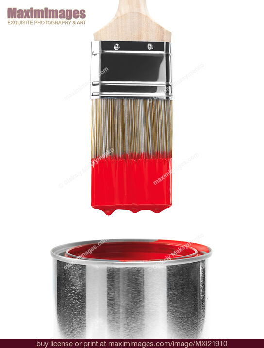 Brush Dipped in Red Paint. Stock Photo MXI21910