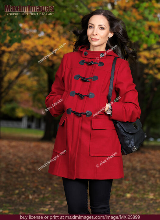 Woman Wearing Red Coat. Stock Photo MXI23899