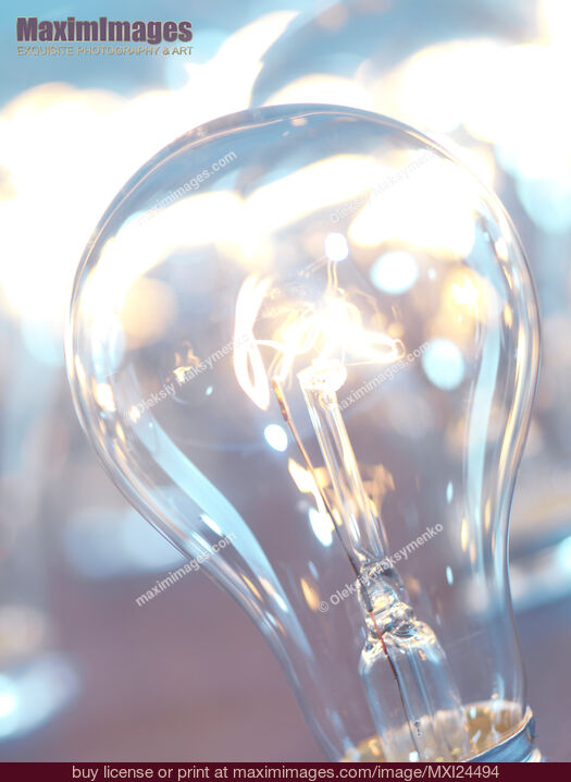 Closeup of illuminated light bulb. Stock Photo MXI24494