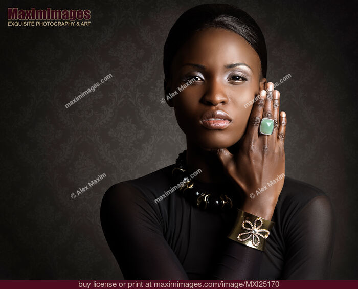 Beauty Portrait of Young Black Woman Wearing Jewellery. Stock Photo ...