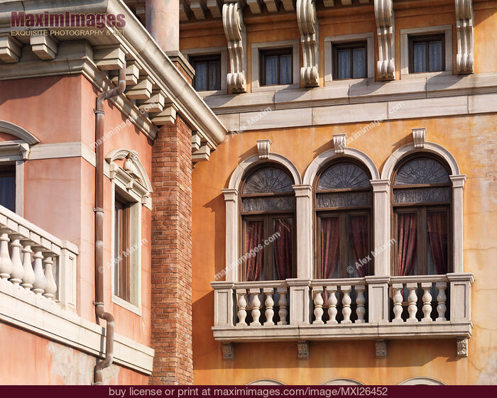 Windows of house Venetian architecture detail. Stock Photo MXI26452