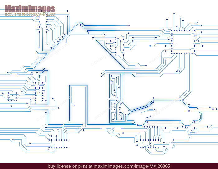 Connected home and car conceptual illustration. Stock Image MXI26865