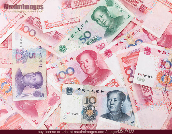 Chinese Yuan bills Renminbi money. Stock Photo MXI27422