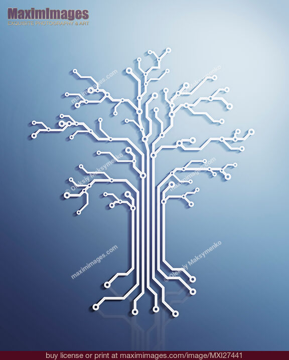 Circuits making a digital tree. Stock Image MXI27441