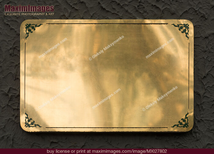 Shiny brass metal sign texture. Stock Photo MXI27802