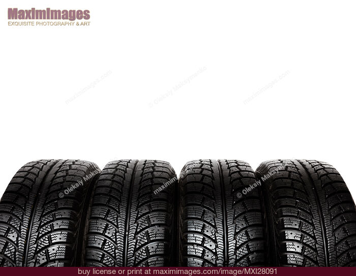 Set of snow tires isolated on white. Stock Photo MXI28091