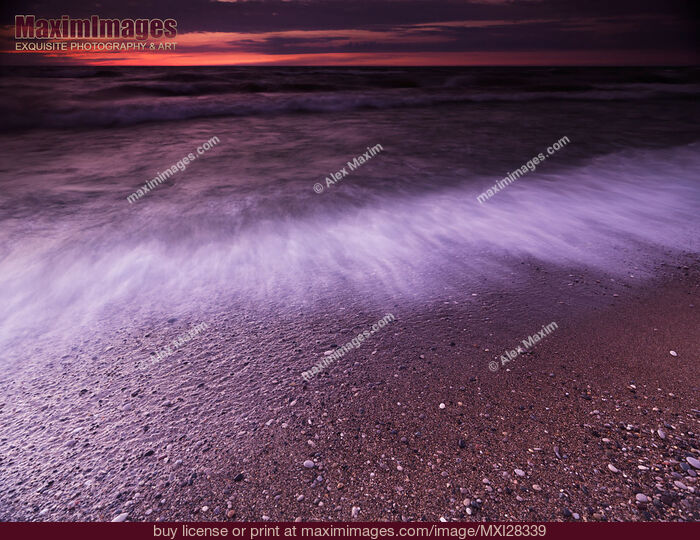 Beautiful dramatic sunset of lake Huron Pinery Provincial Park. Stock ...