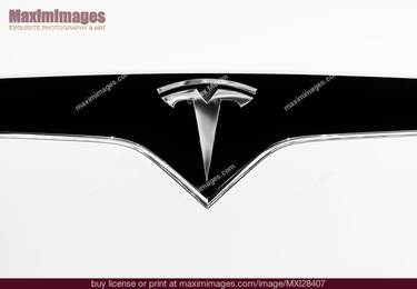 Tesla electric car logo trademark emblem. Stock Photo MXI28407