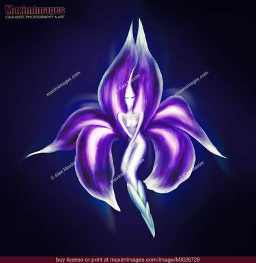 Beautiful surreal purple dancing lady flower artistic illustration ...