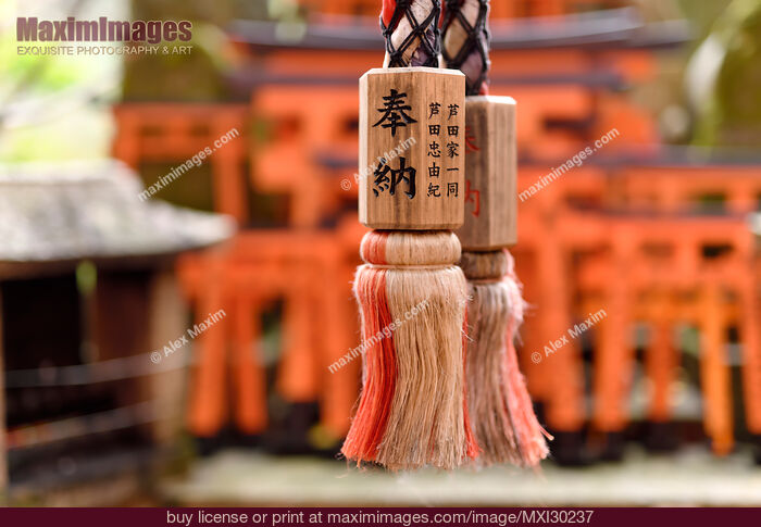 Closeup of a rope of Suzu Japanese Shinto shrine bell. Stock Photo MXI30237